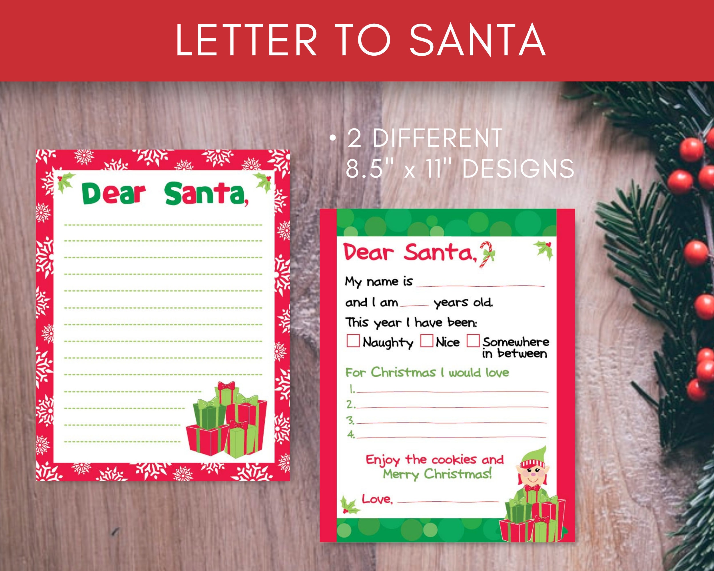 Carta imprimible a Santa Carta para niños a Santa Lista de - Etsy México