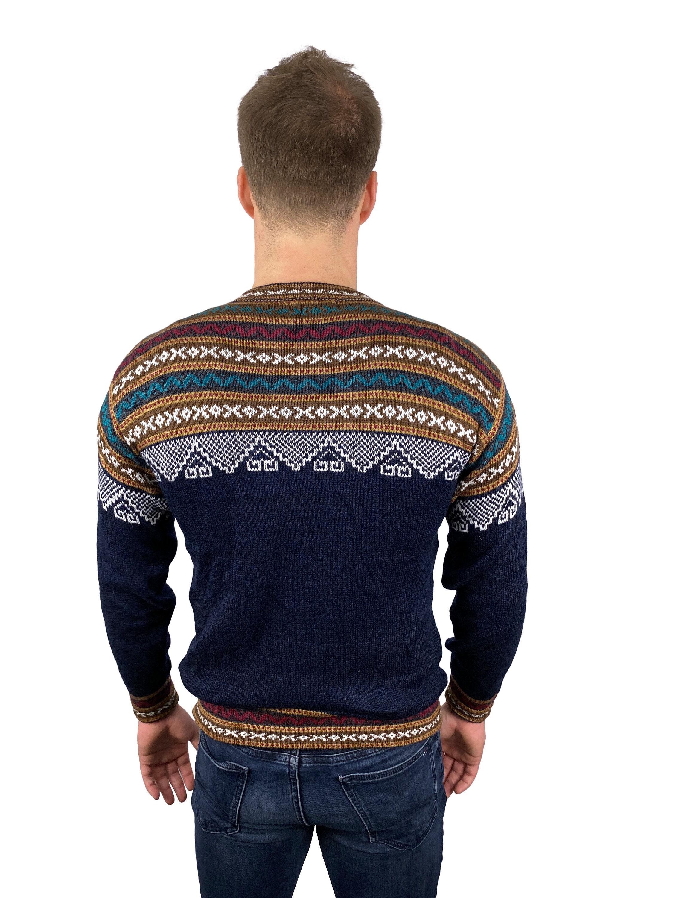Navy Blue Alpaca Inca Sweater, Navy Blue, Genuine Alpaca Wool, Knitted ...