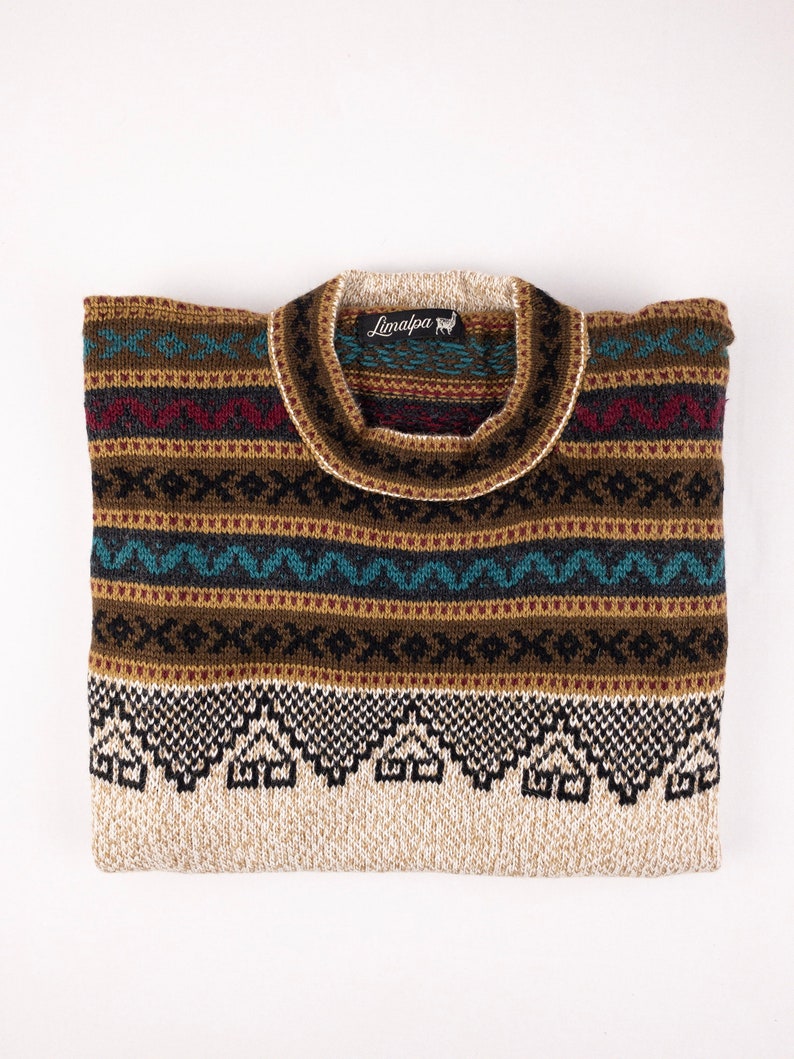 Beige Alpaca Inca Sweater, Boho Sweater, Fair and Handmade - Genuine ...