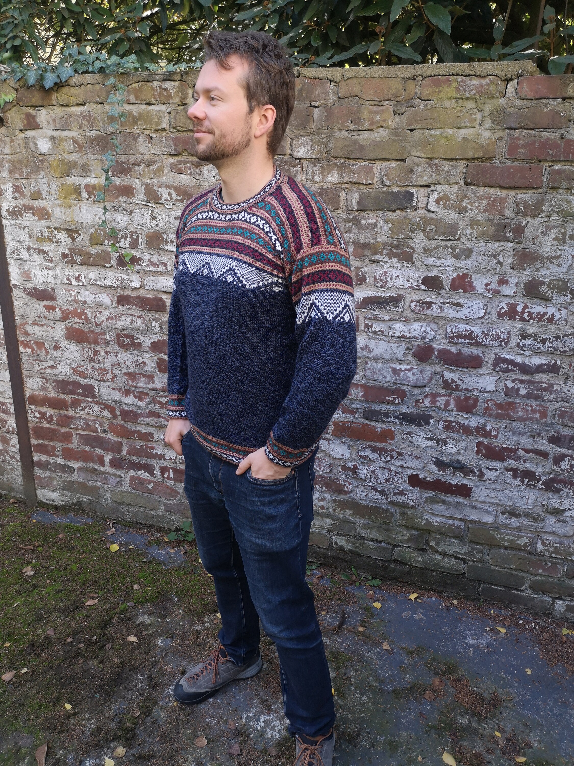 Alpaca Inca Sweater Light Blue, Navy Blue Genuine Alpaca Wool, Knitted ...
