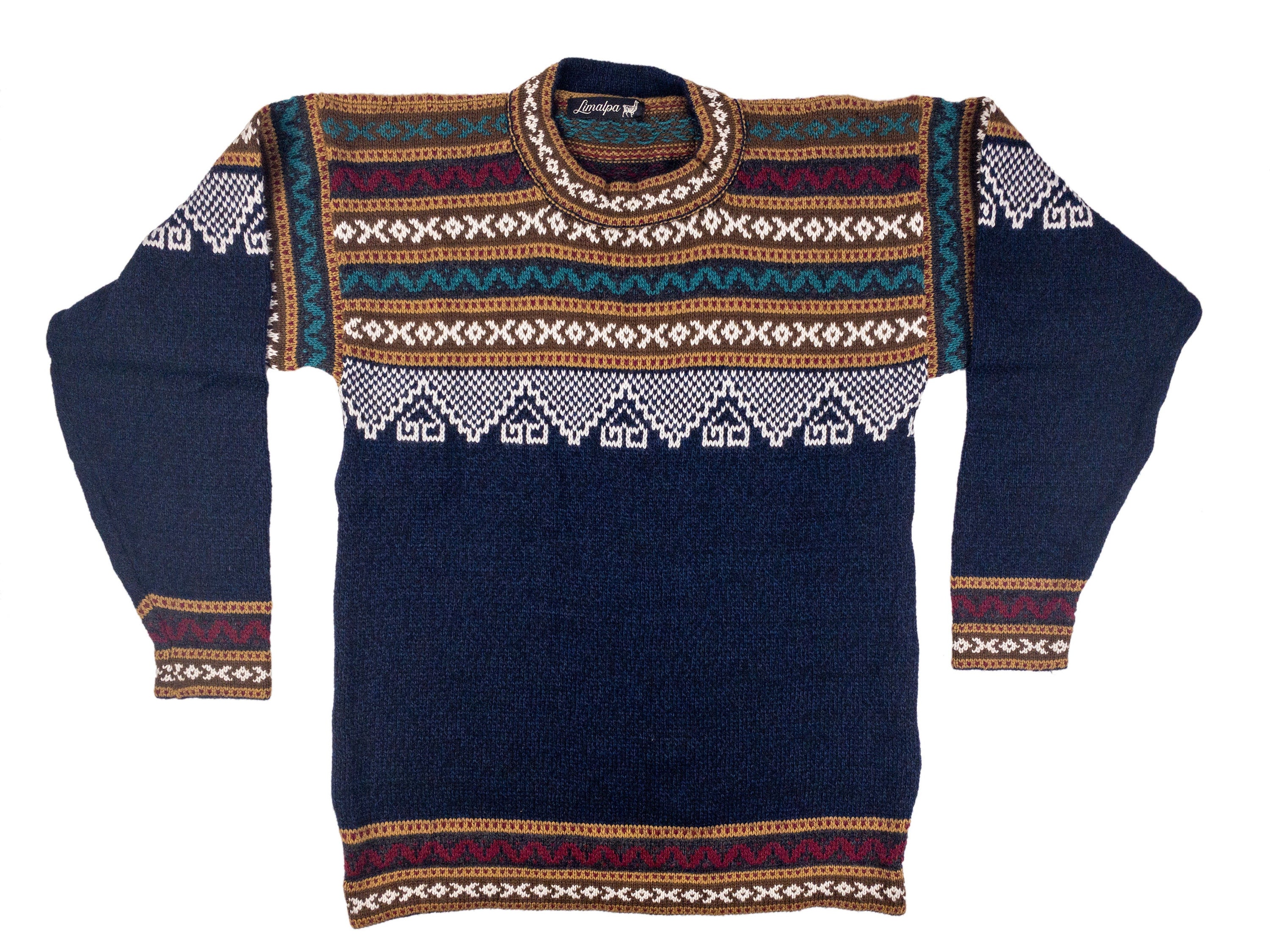 Navy Blue Alpaca Inca Sweater, Navy Blue, Genuine Alpaca Wool, Knitted ...