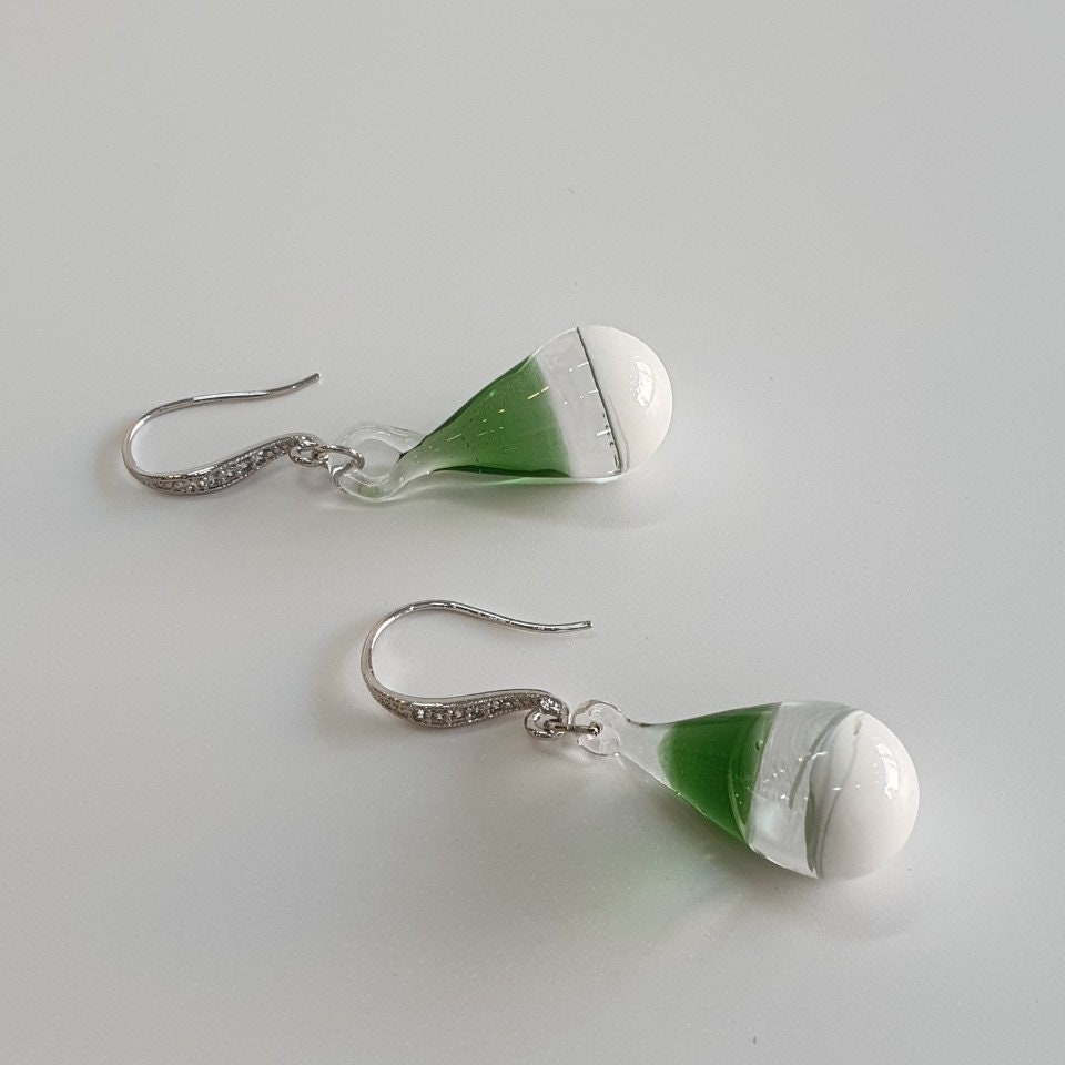 Glass Drip Earrings, Water Drip Earrings , Glass Earring - Etsy