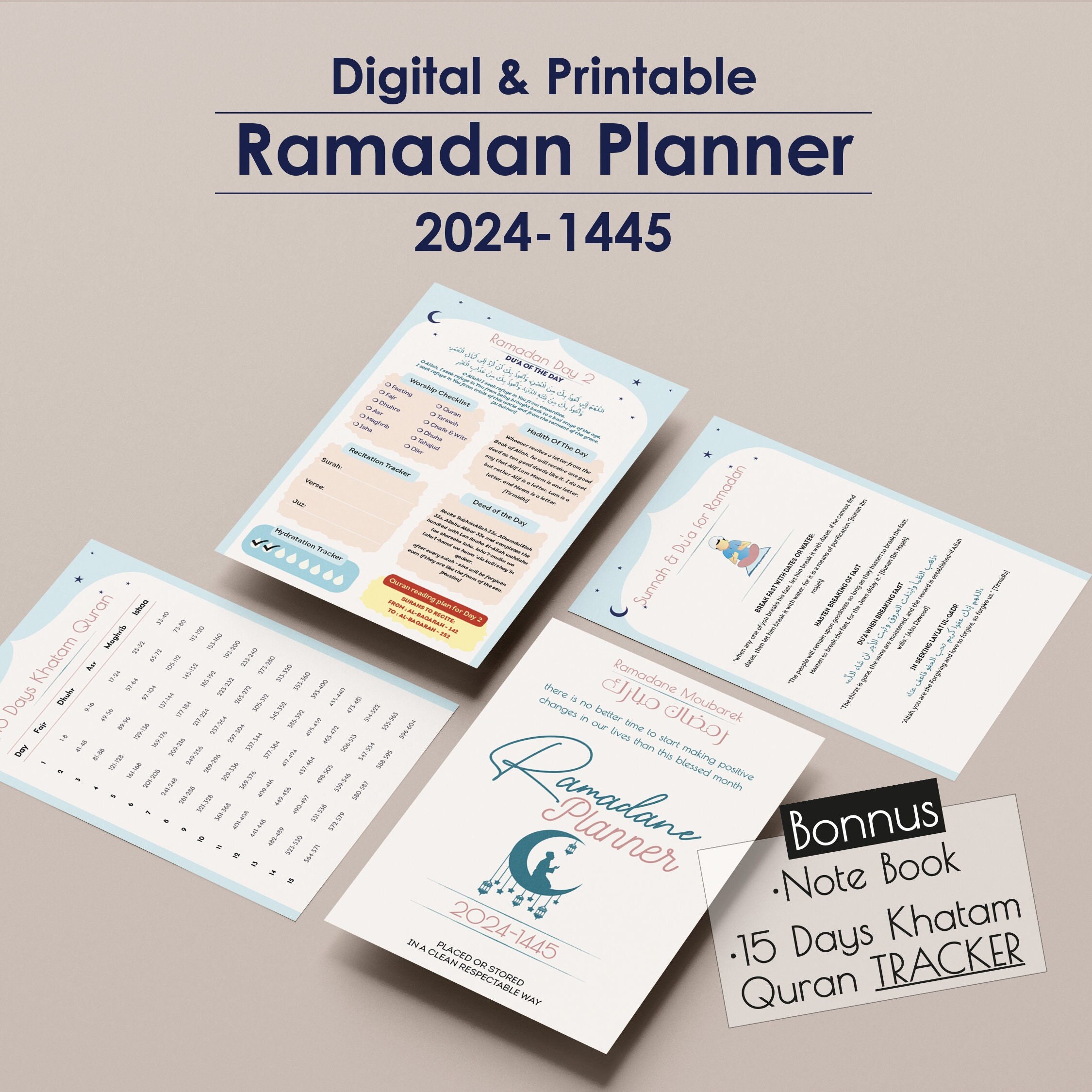 Ramadan Planner 2024, Digital Printable Ramadan, Surah Quran Tracker ...