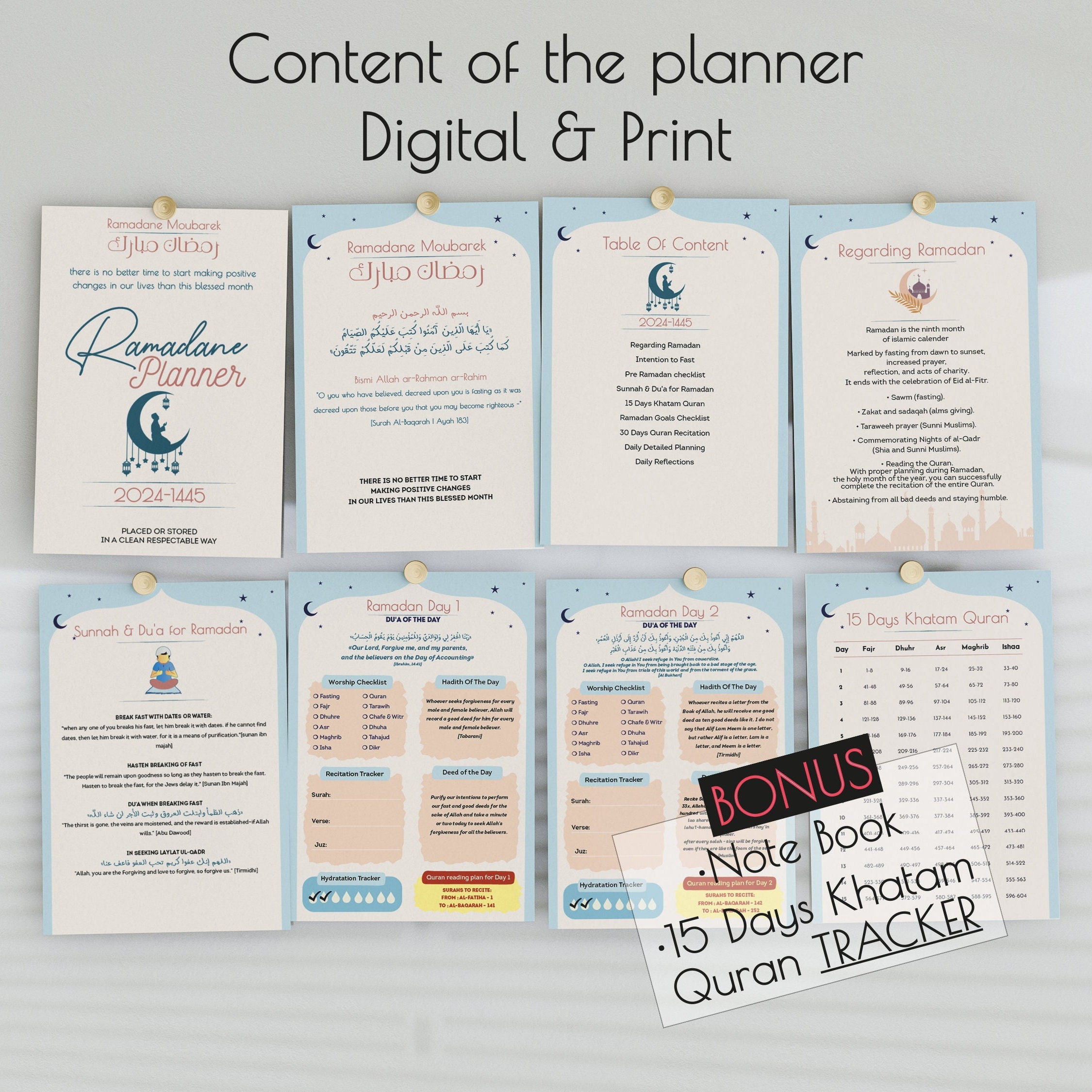 Ramadan Planner 2024, Digital Printable Ramadan, Surah Quran Tracker ...