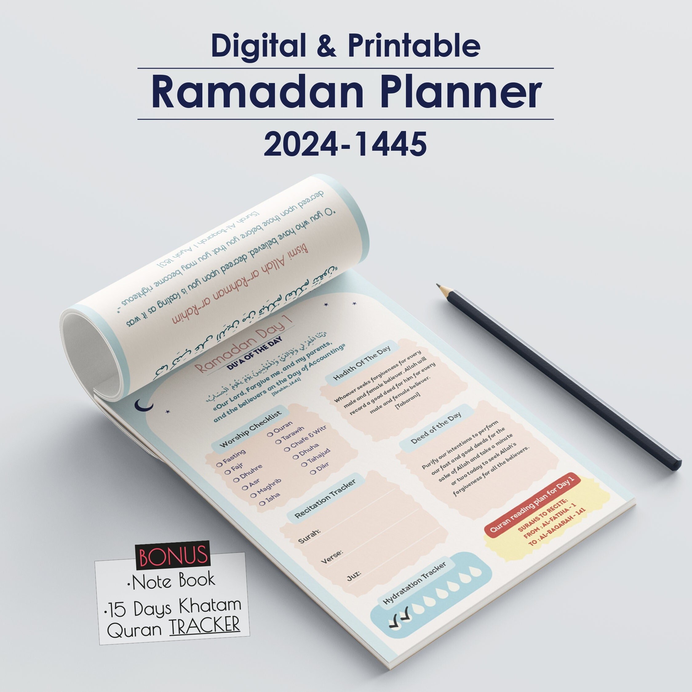Ramadan Planner 2024, Digital Printable Ramadan, Surah Quran Tracker ...