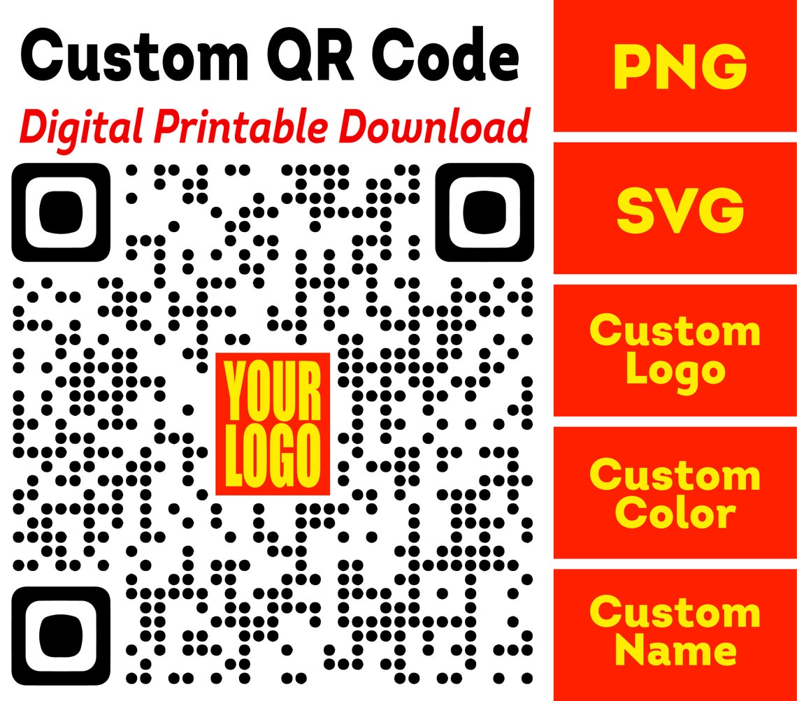 Custom QR Code With Your Logo, Printable, Within 24 Hours, Downloadable, Website, Small Business ...