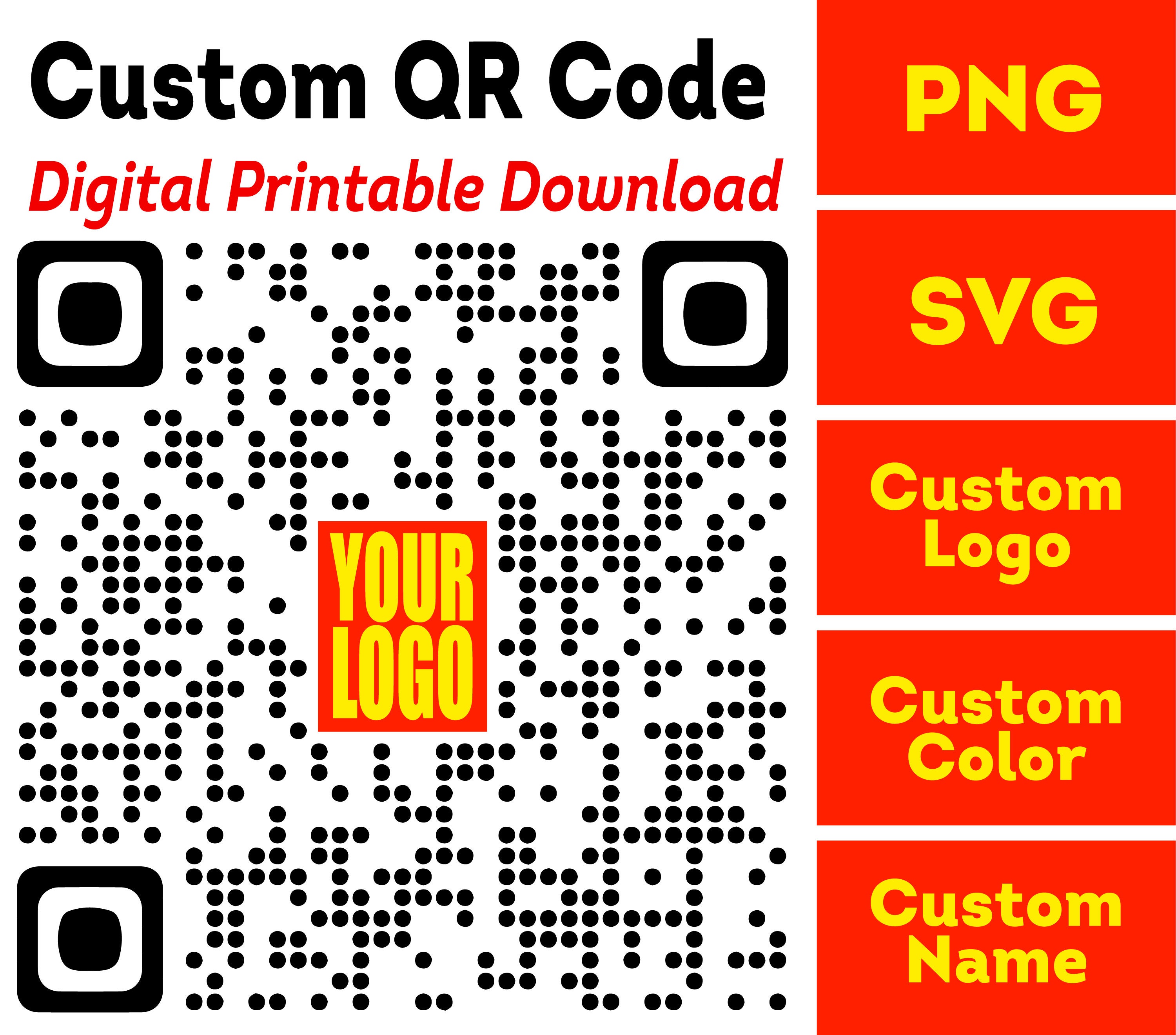 Custom QR Code With Your Logo, Printable, Within 24 Hours, Downloadable ...