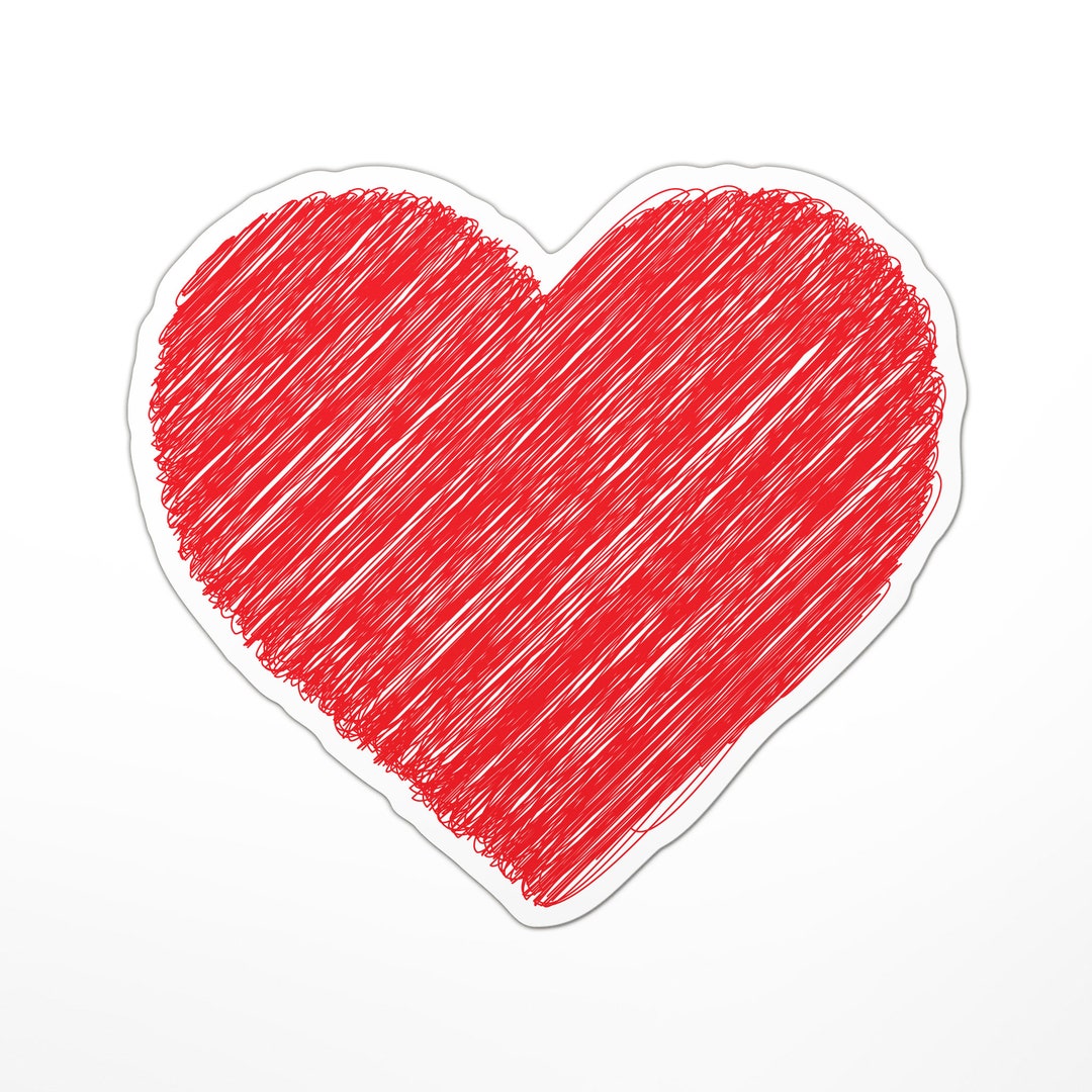 Red Scribble Heart Sticker - Etsy