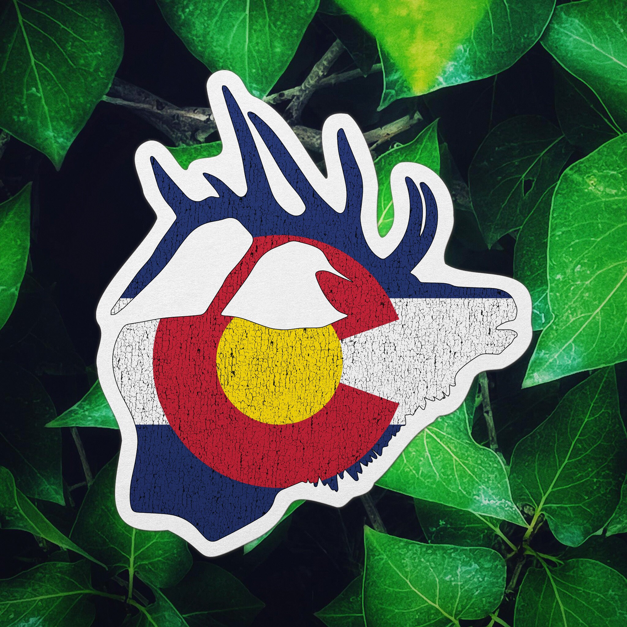 Trophy Elk W/colorado Flag Sticker (hunting, Sport, Hunt, Outdoors, Fun ...