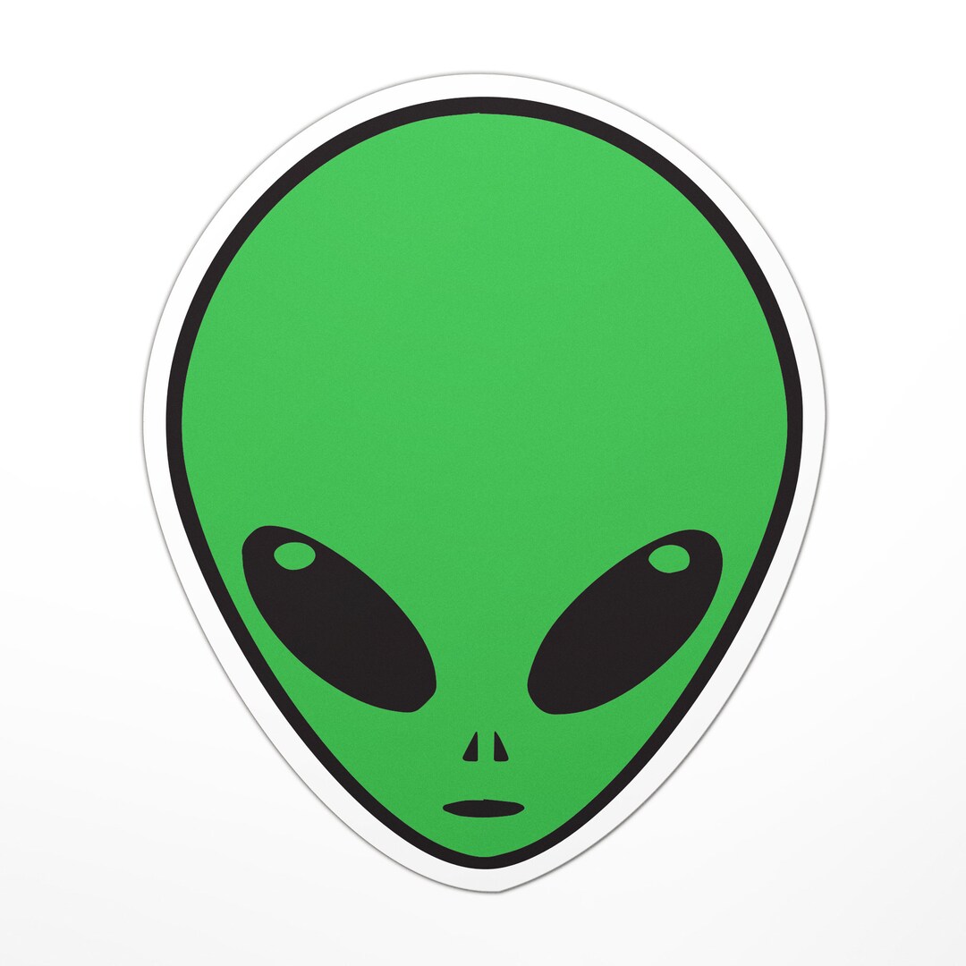 Green Alien Head Sticker (aliens, Believe, Outer Space, ET, Unexplained ...