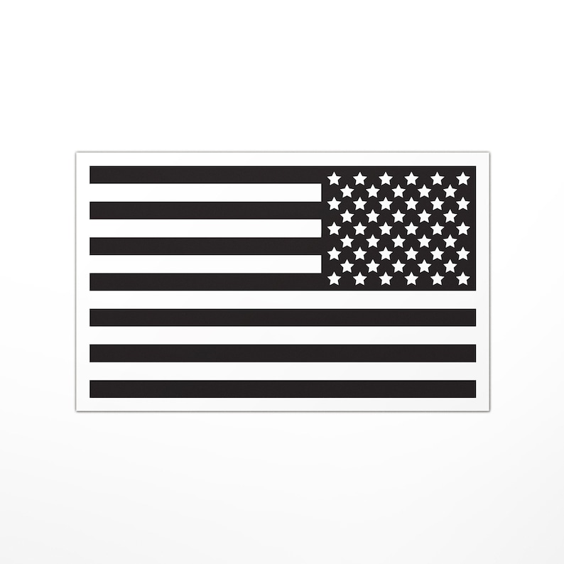 Reverse Black and White US Flag Sticker (united States of America, USA ...