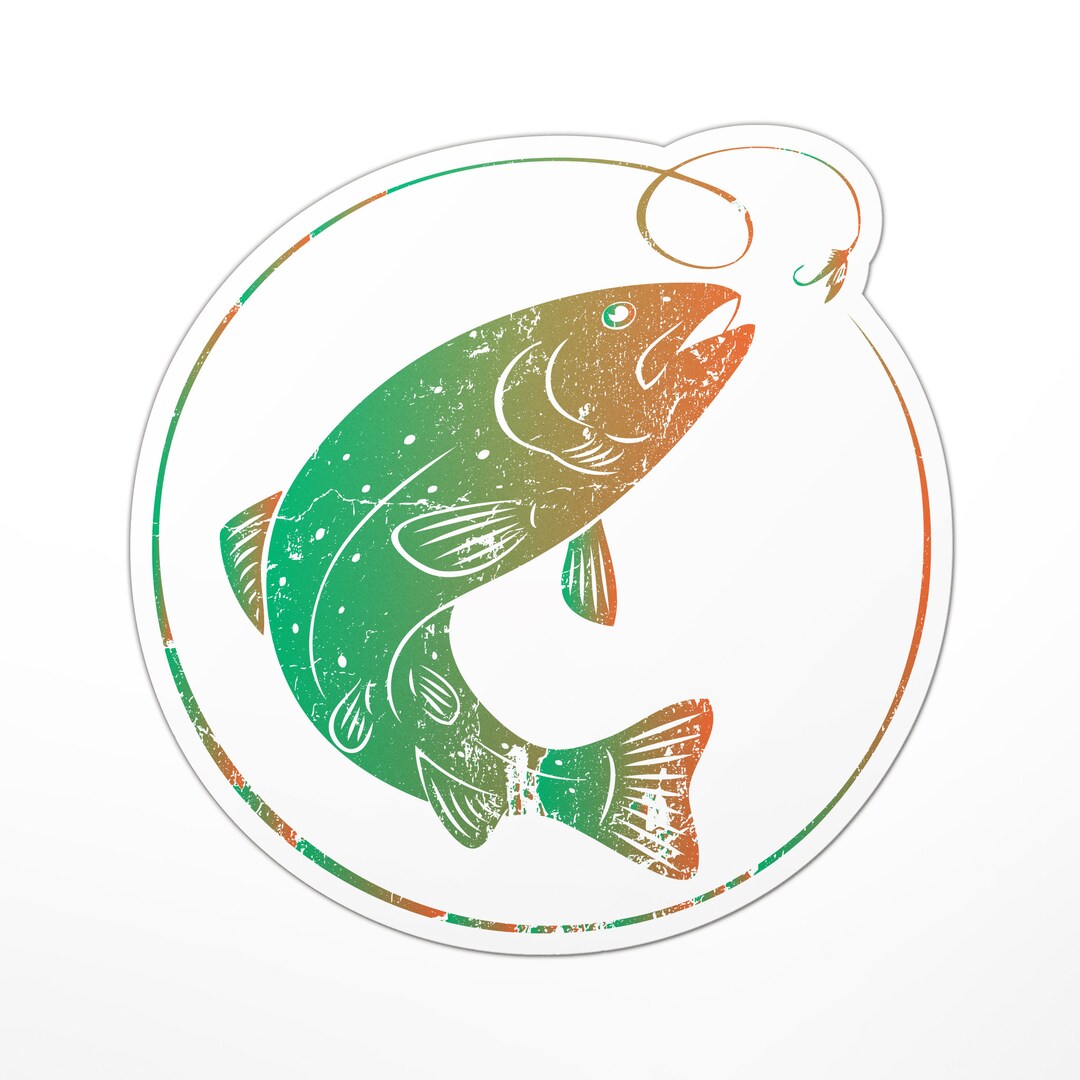 Fly Fishing Circle Sticker (trout, Fishing, Line, Sport, Outdoor, Fun ...