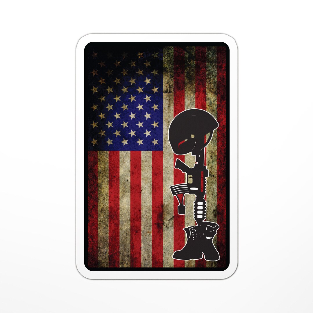 US Flag Fallen Soldier Sticker (U.S.A. Armed Forces, Merica, America ...