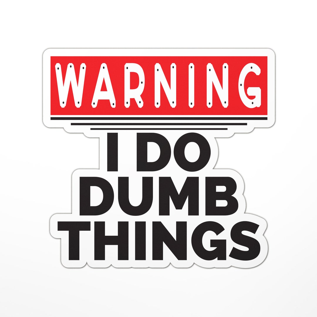 Warning I Do Dumb Things Sticker (funny, Humor, Bumper Sticker, Car ...