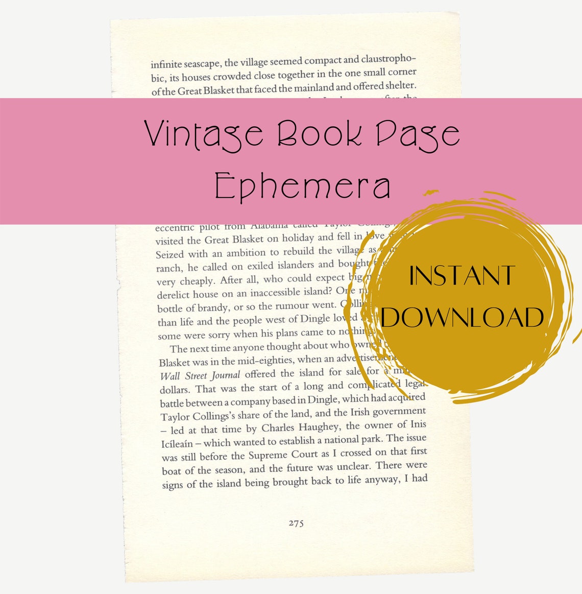 Ephemera: Vintage Book Page Printable - Etsy