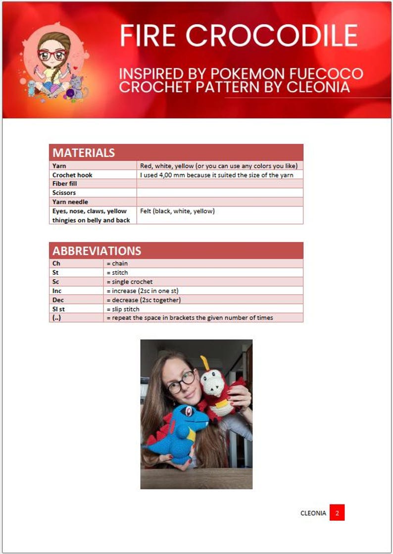 Crochet Pattern Fire Crocodile Inspired by Pokemon Fuecoco - Etsy