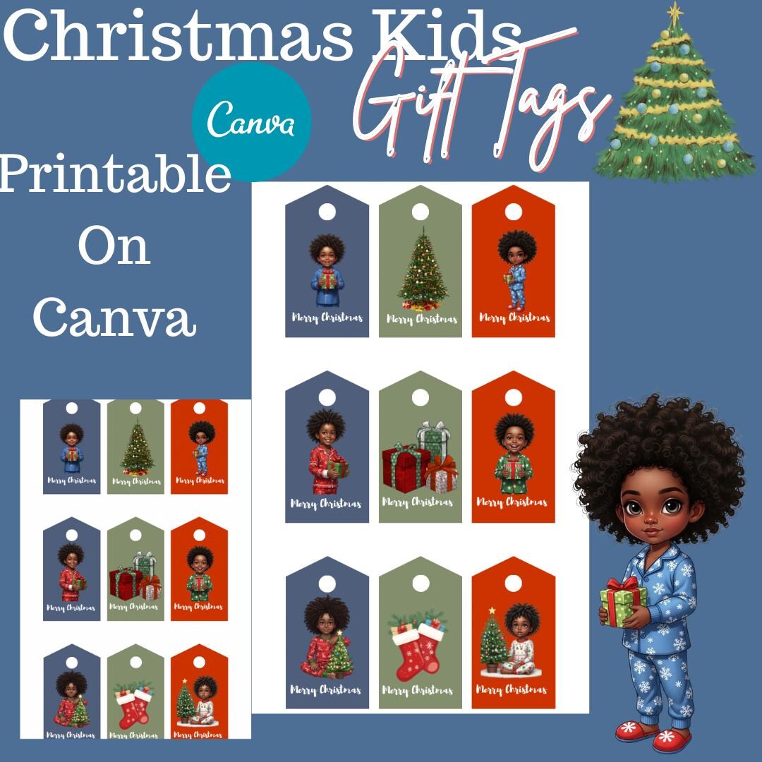 Printable Christmas Gift Tags | Kids Holiday Labels (instant Download ...