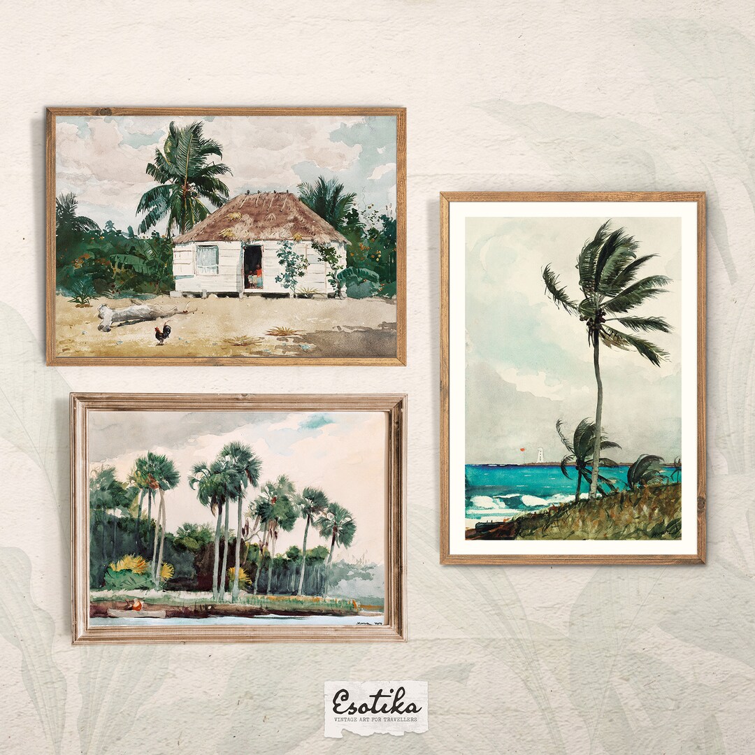 Coastal Gallery Wall / Vintage Beach Set of 3 Prints / Tropical ...