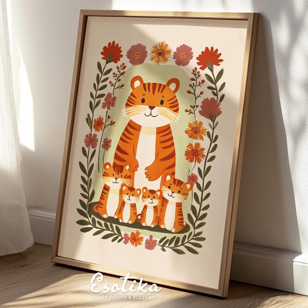 Nursery Tiger Print / Kids Room Decor / Playroom Print / Tropical ...