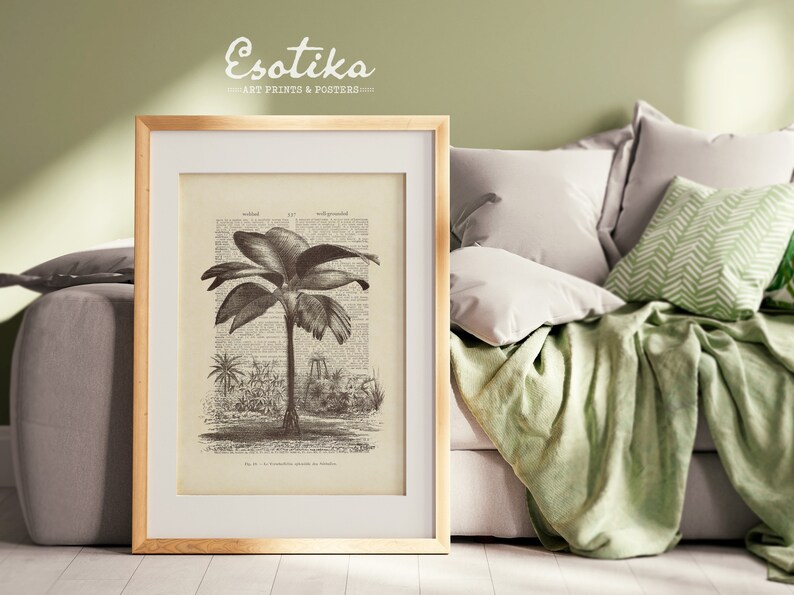 Vintage Palm Tree Dictionary Print / Monochrome Print / Tropical Wall ...