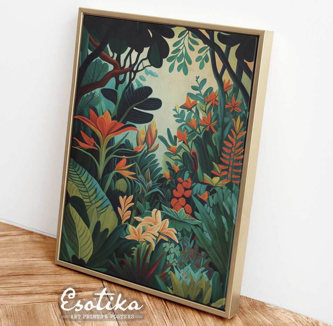 Henri Rousseau Style Print / Tropical Flowers Wall Art / PRINTABLE ...