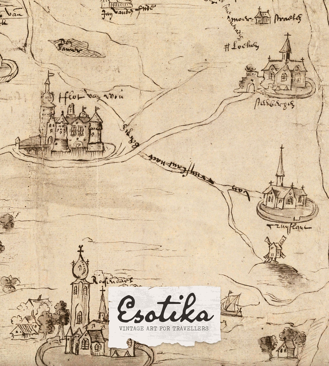 Vintage Map of Netherlands / Country Map Drawing / Antique PRINTABLE ...