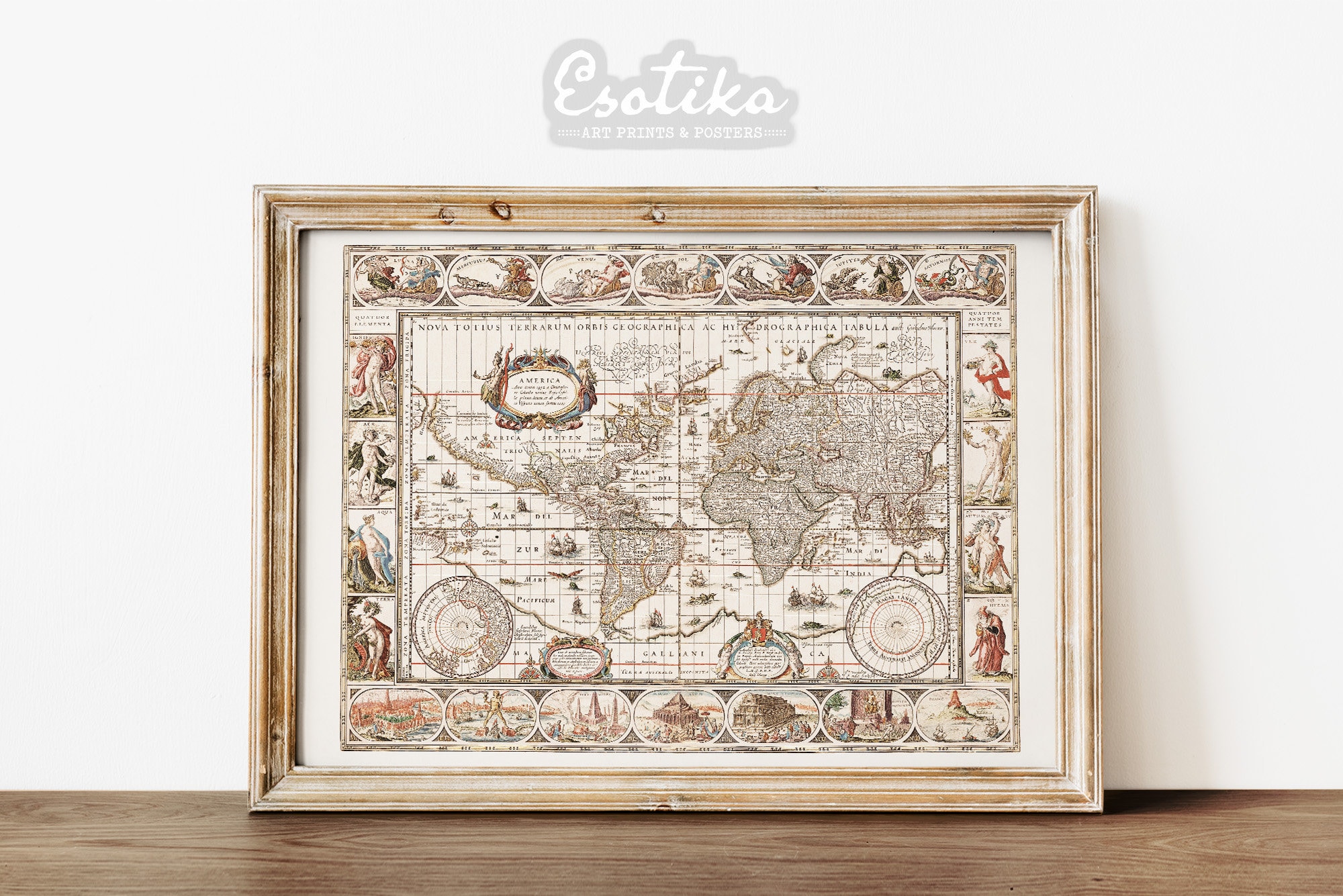 Old World Map Print / Vintage Nautical Map / Large Wall Art ...