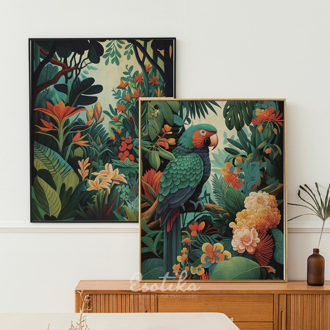 Henri Rousseau Tropical Gallery / Set of 2 Jungle Plants Wall Art ...