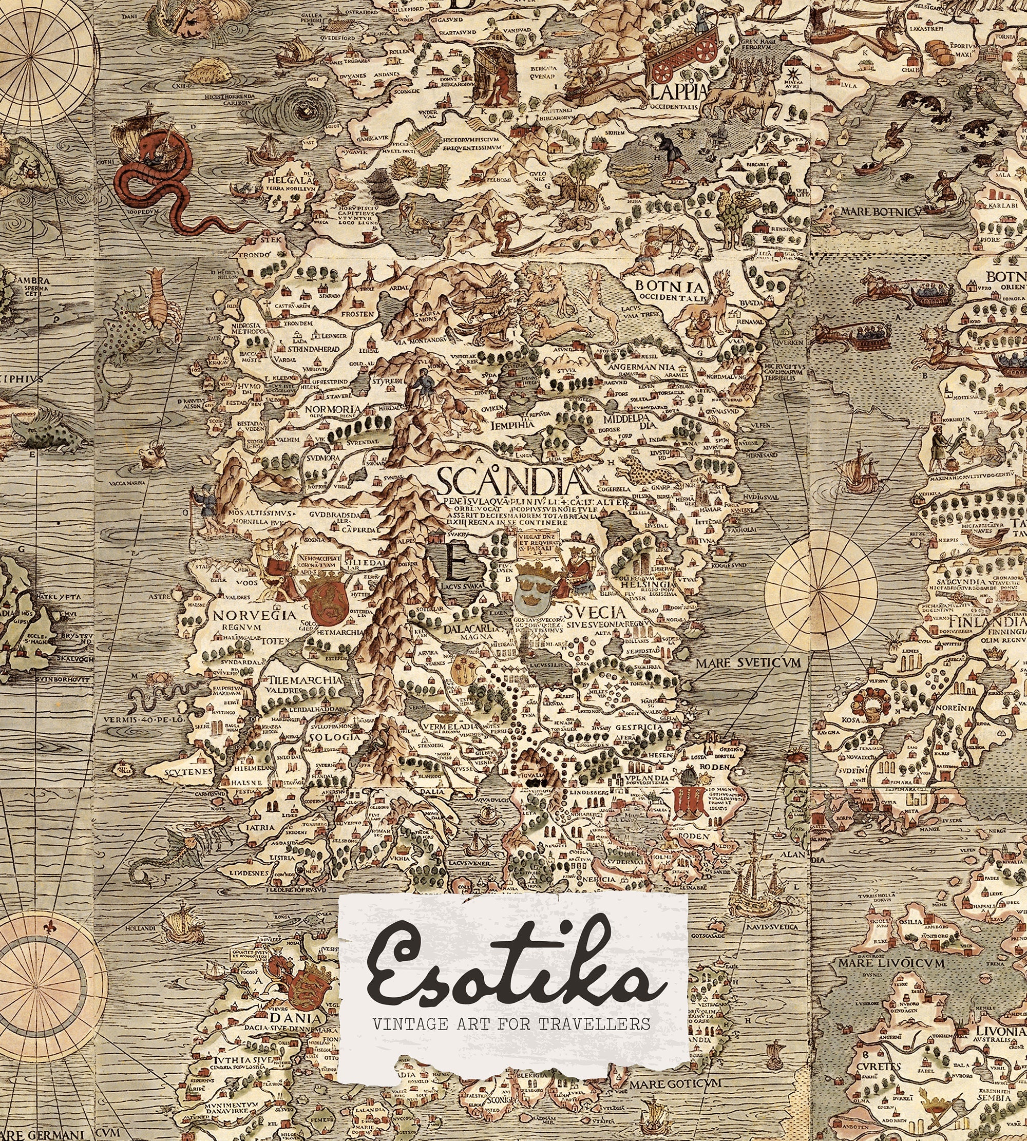 Nautical Large World Map / Vintage Old Map Wall Art / - Etsy