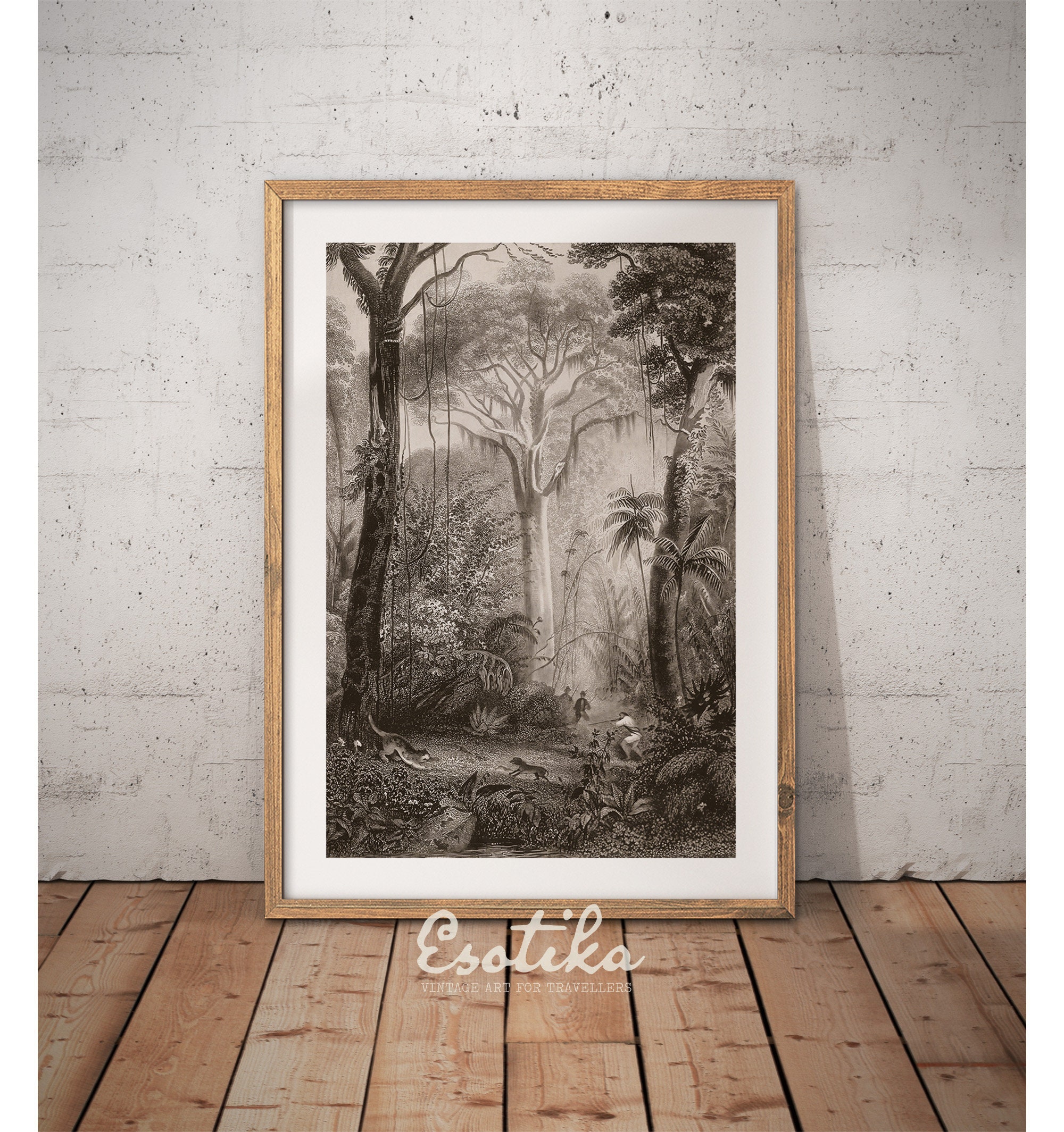 Tropical Rainforest Print / Vintage Brown Jungle Wall Art / - Etsy
