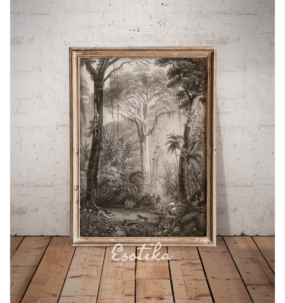 Tropical Rainforest Print / Vintage Brown Jungle Wall Art / - Etsy