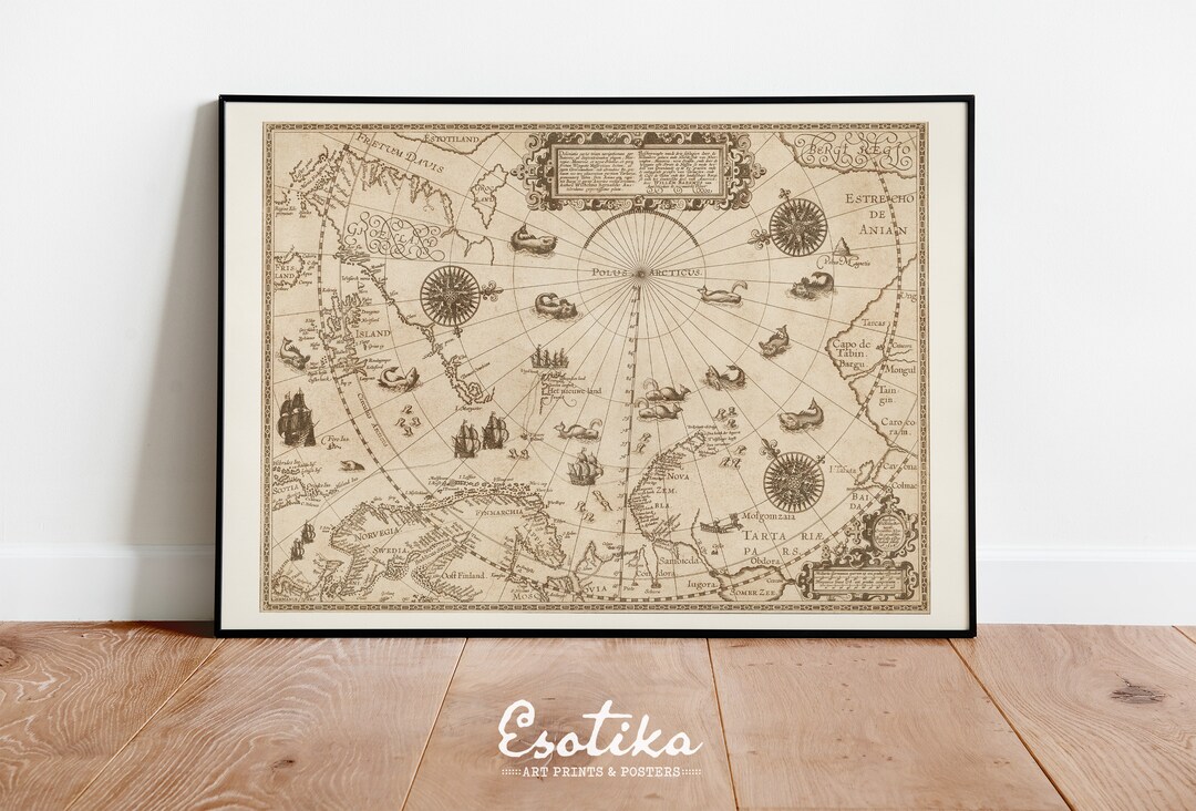 Vintage Nautical Map Antique Drawing / PRINTABLE Beach House Decor ...