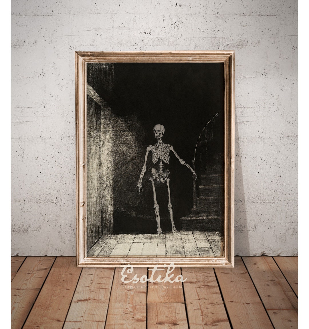 Dark Skeleton Halloween Printables / Vintage Horror Art Prints / Dark ...