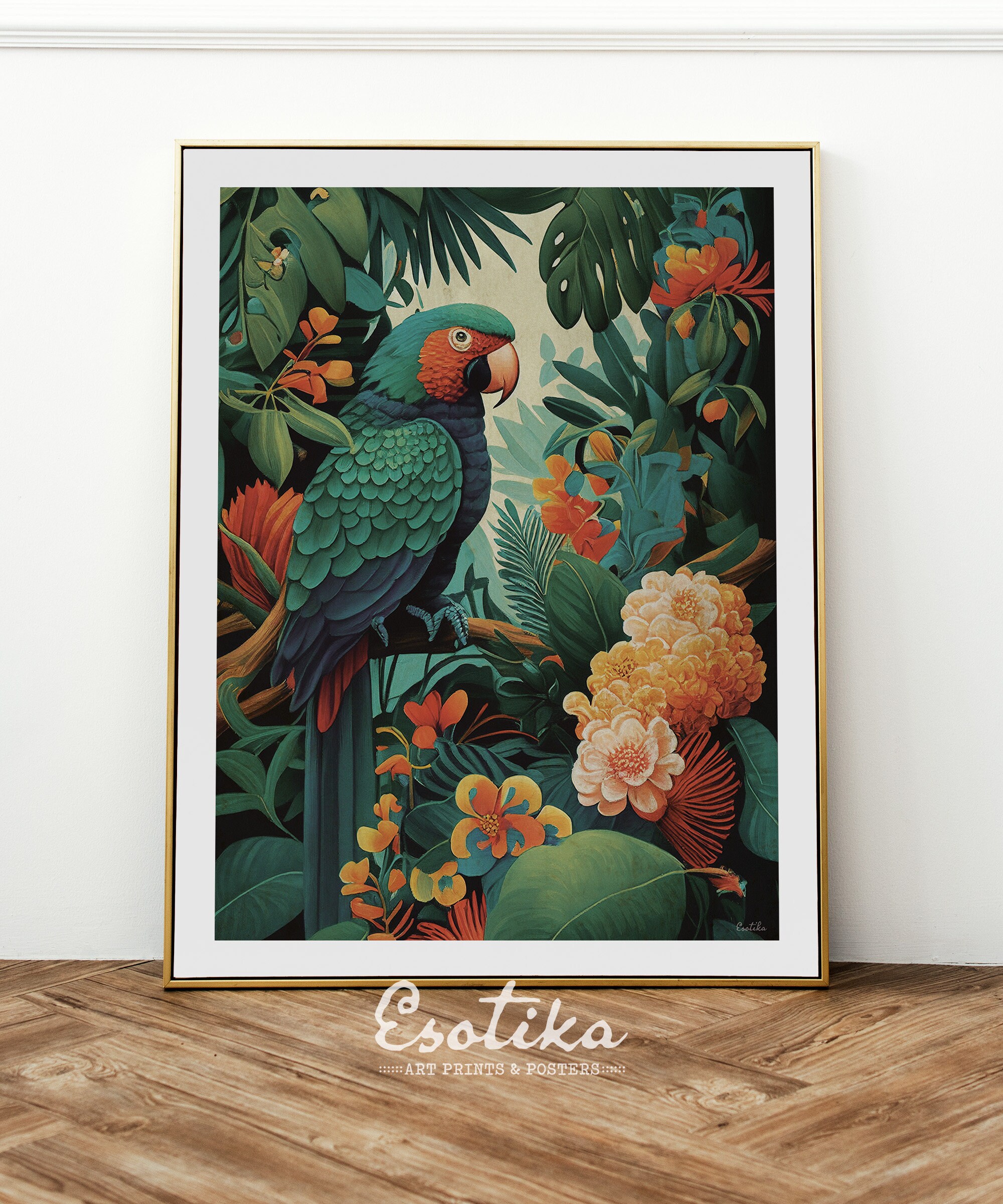 Vintage Jungle Henri Rousseau Style POSTER / Modern Tropical Bird Art ...