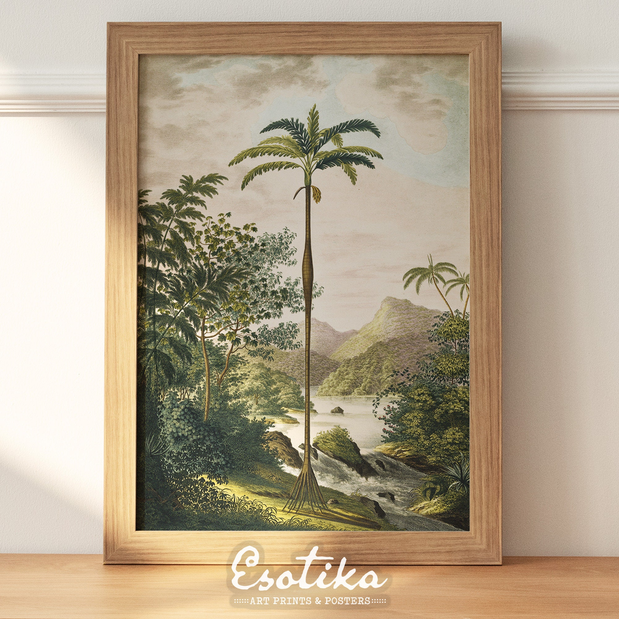 Vintage Botanical Palm Tree Wall Art / Jungle Print / Tropical ...
