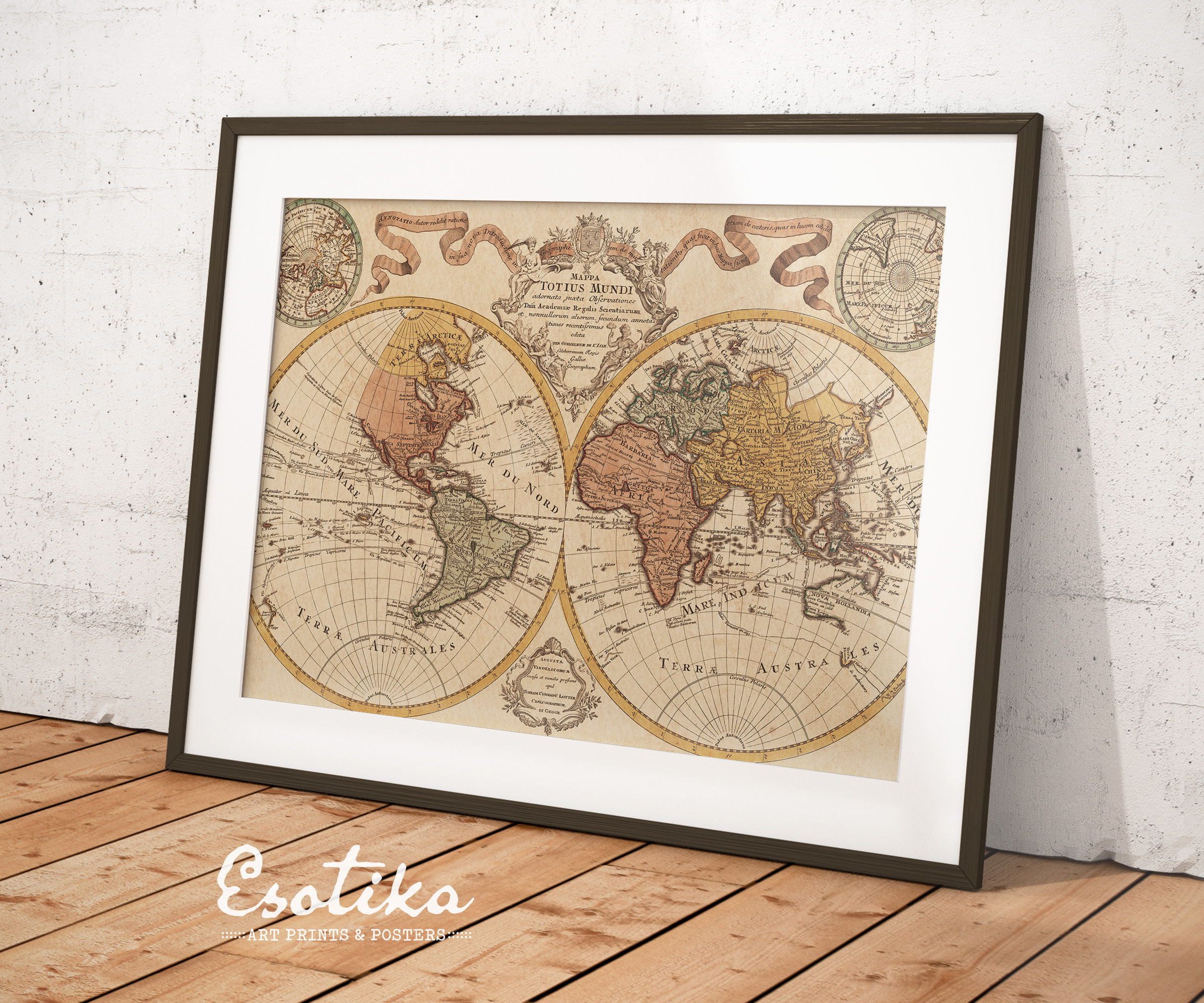 Large World Map / Nautical Map Antique Drawing / Rustic Lodge Decor ...