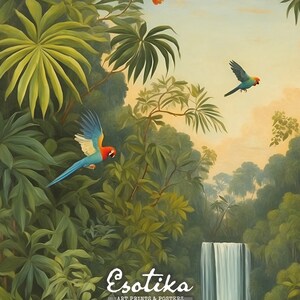 Henri Rousseau Jungle Print / Maximalist POSTER / Modern Tropical Bird ...