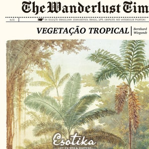 Retro Newspaper Art / Tropical Magazine Poster / PRINTABLE Green Jungle ...