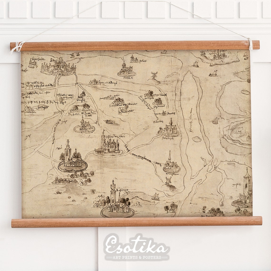 Vintage Map of Netherlands / Country Map Drawing / Antique PRINTABLE ...