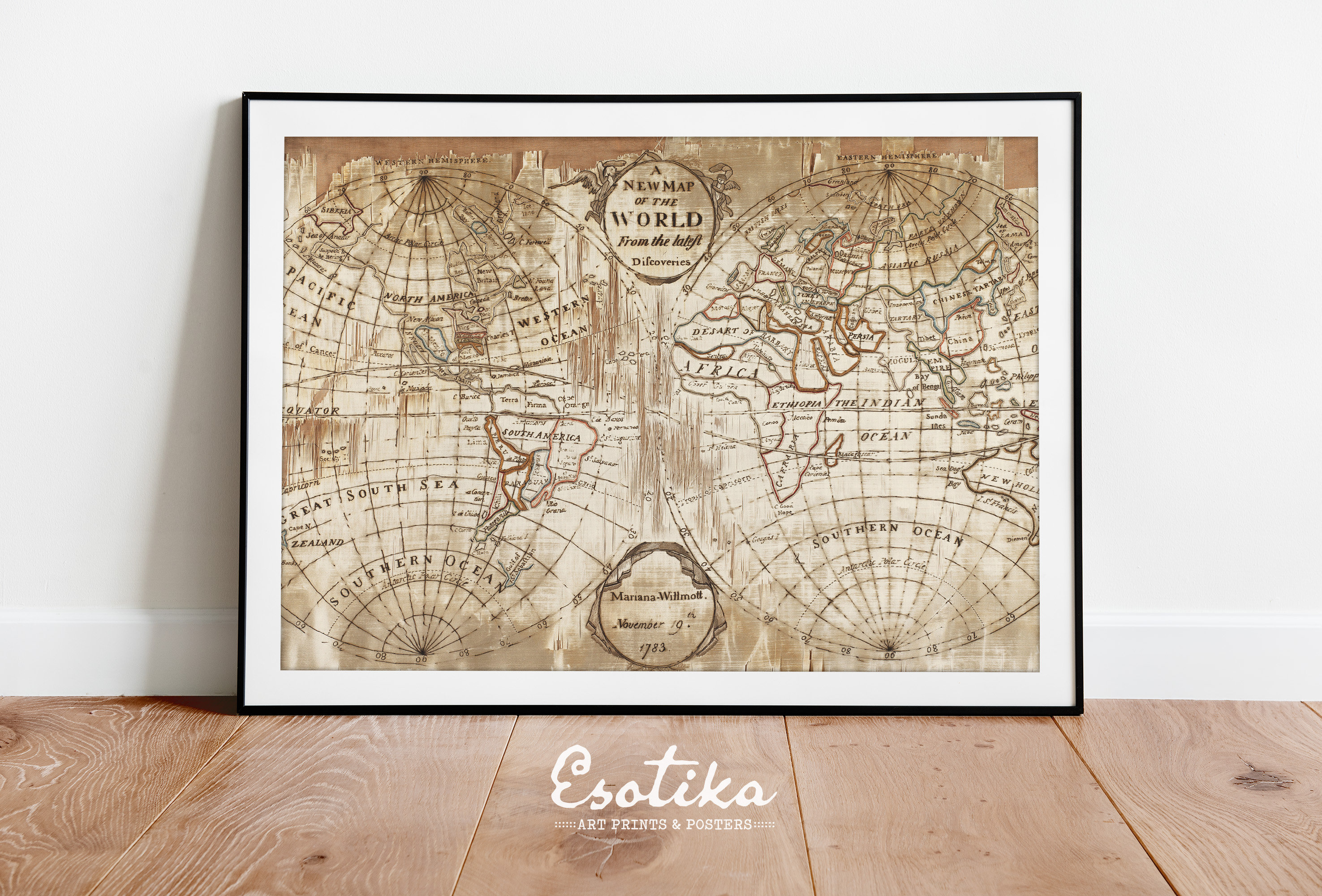 Vintage Nautical Map Antique Drawing / Sepia Map Wall Art / PRINTABLE ...