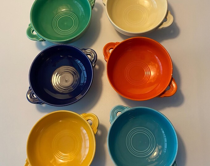 Vintage Fiesta Handled Cream Soup Bowls in Original Six Colors ...