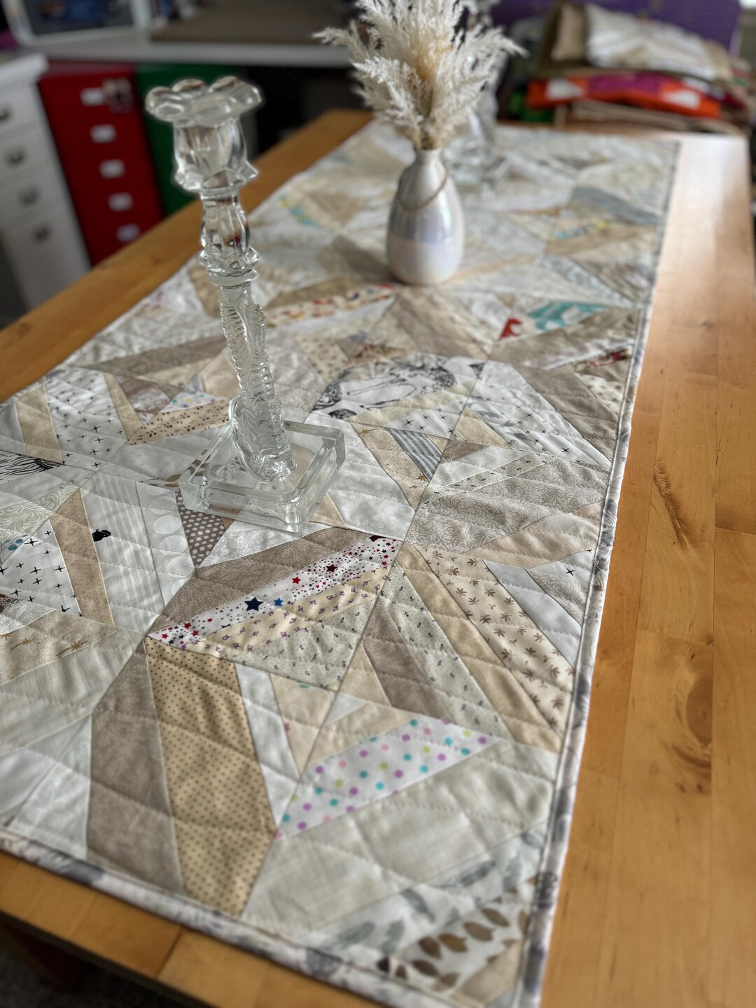 Neutral String-pieced Table Runner - Etsy