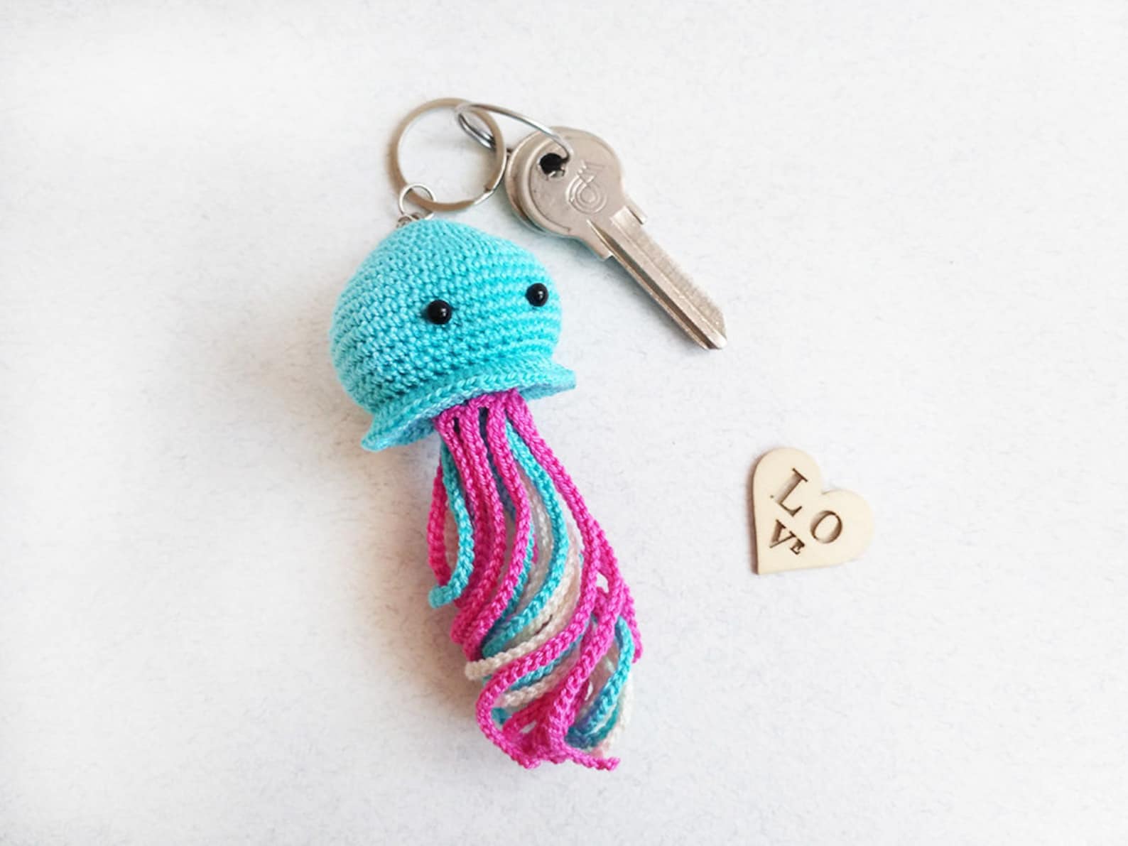 Cute jellyfish crochet plush keychain amigurumi toy | Etsy