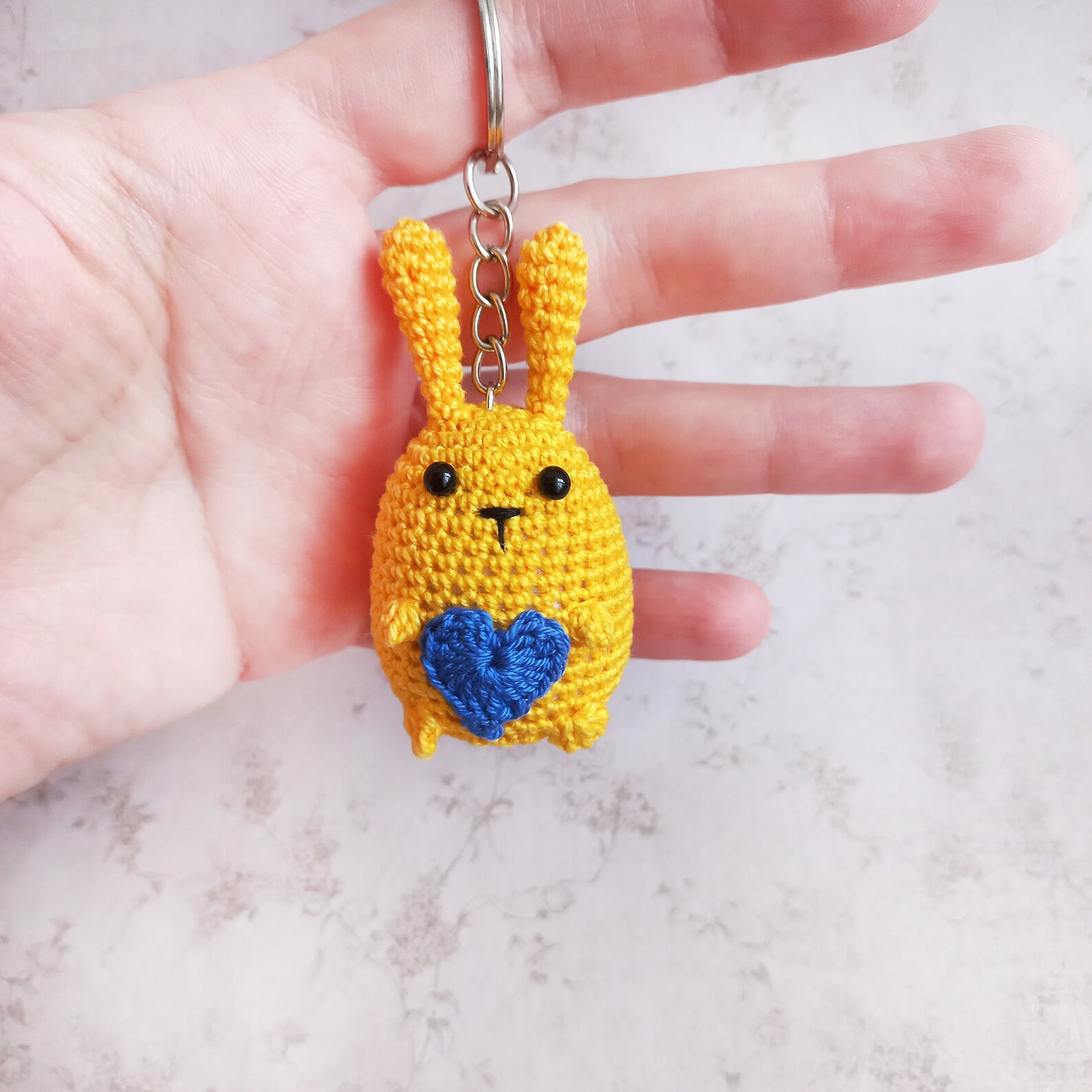 Crochet Bunny With Tiny Heart Handmade Keychain Cute Gift - Etsy
