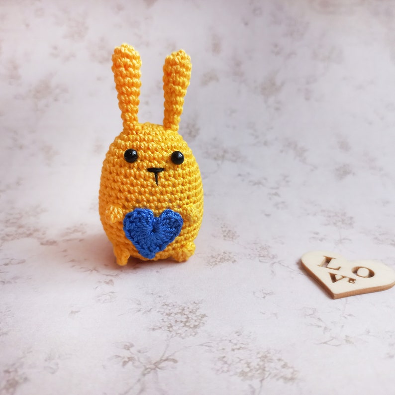 Crochet Bunny With Tiny Heart Handmade Keychain Cute Gift - Etsy