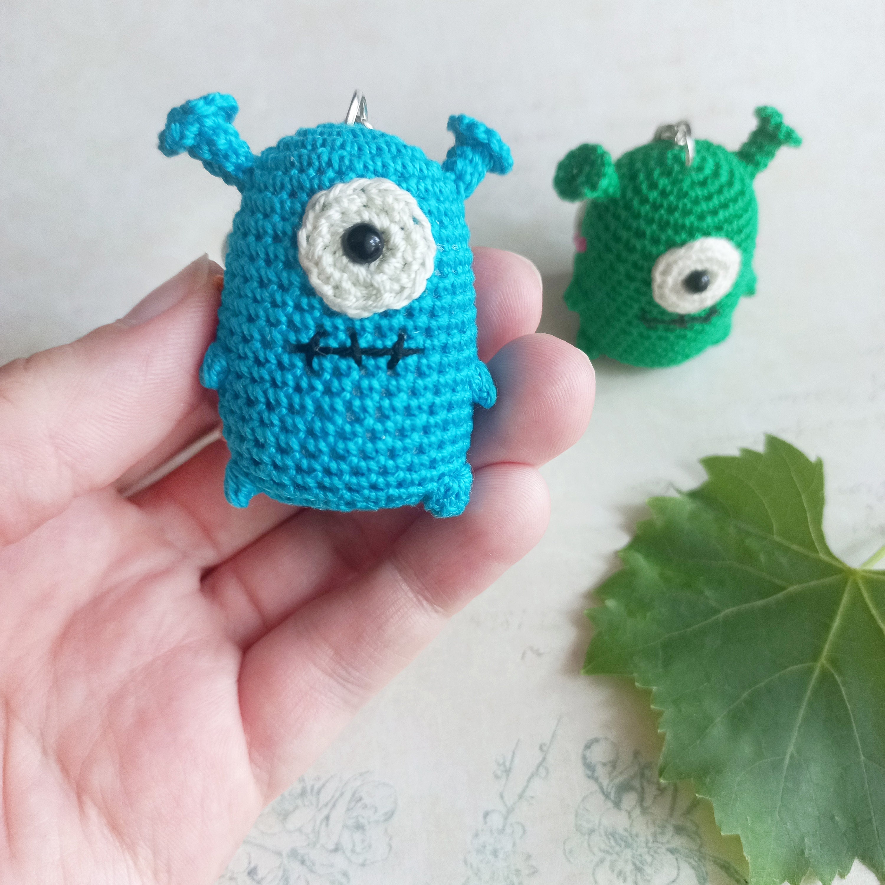 Pocket Monster With One Eye Crochet Amigurumi. Сute Little Keychain for ...