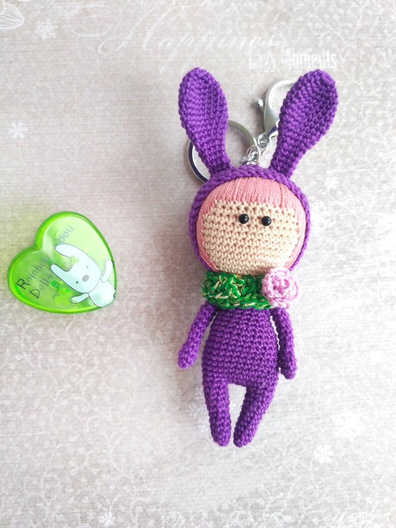 Bunny Little Doll Crochet Pattern - Amigurumi Cute Rabbit Keychain DIY ...