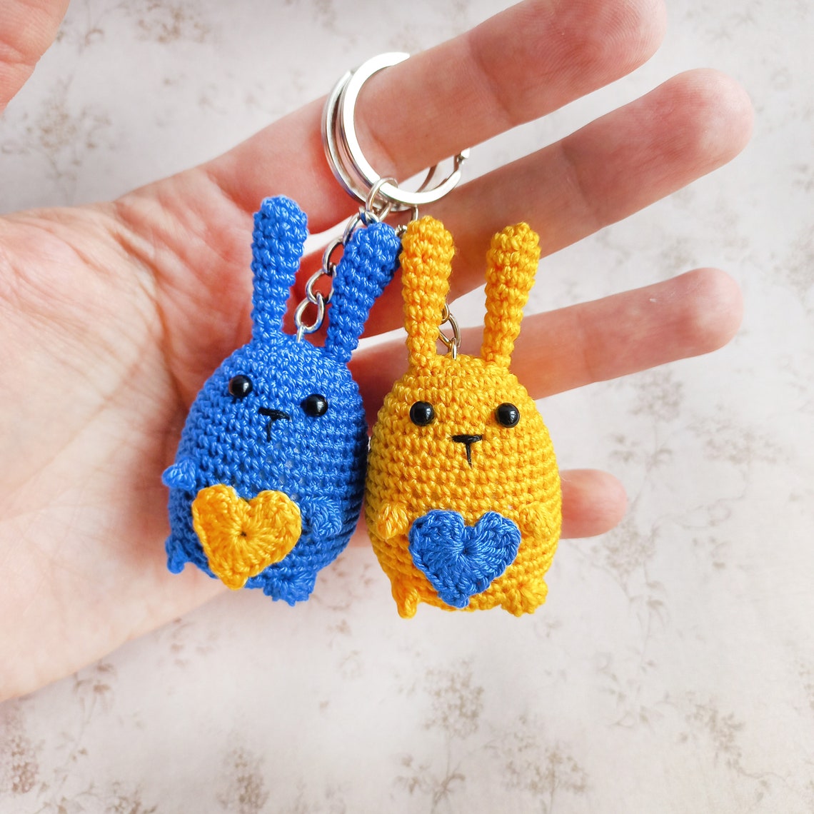 Crochet Bunny With Tiny Heart Handmade Keychain Cute Gift - Etsy