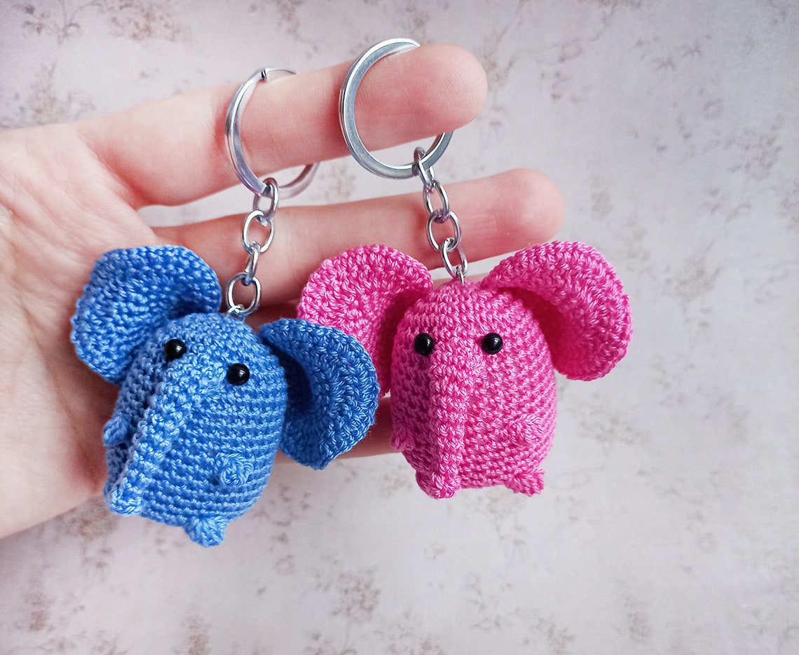 Elephant Crochet Pattern Cute Amigurumi Keychain DIY File - Etsy