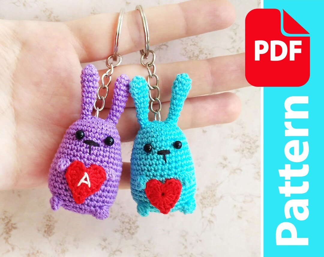 Crochet Bunny With Tiny Heart Easy Pattern Amigurumi Rabbit - Etsy